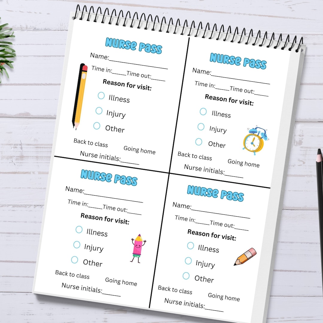 Nurse Pass Set of 4 Printable Nurse Passes - Etsy
