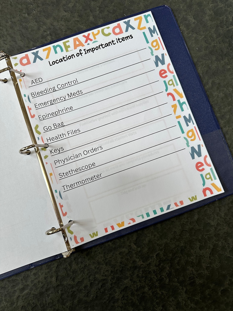 Substitute Nurse Packet School Nurse Office Seven Page Sub Nurse Packet ...