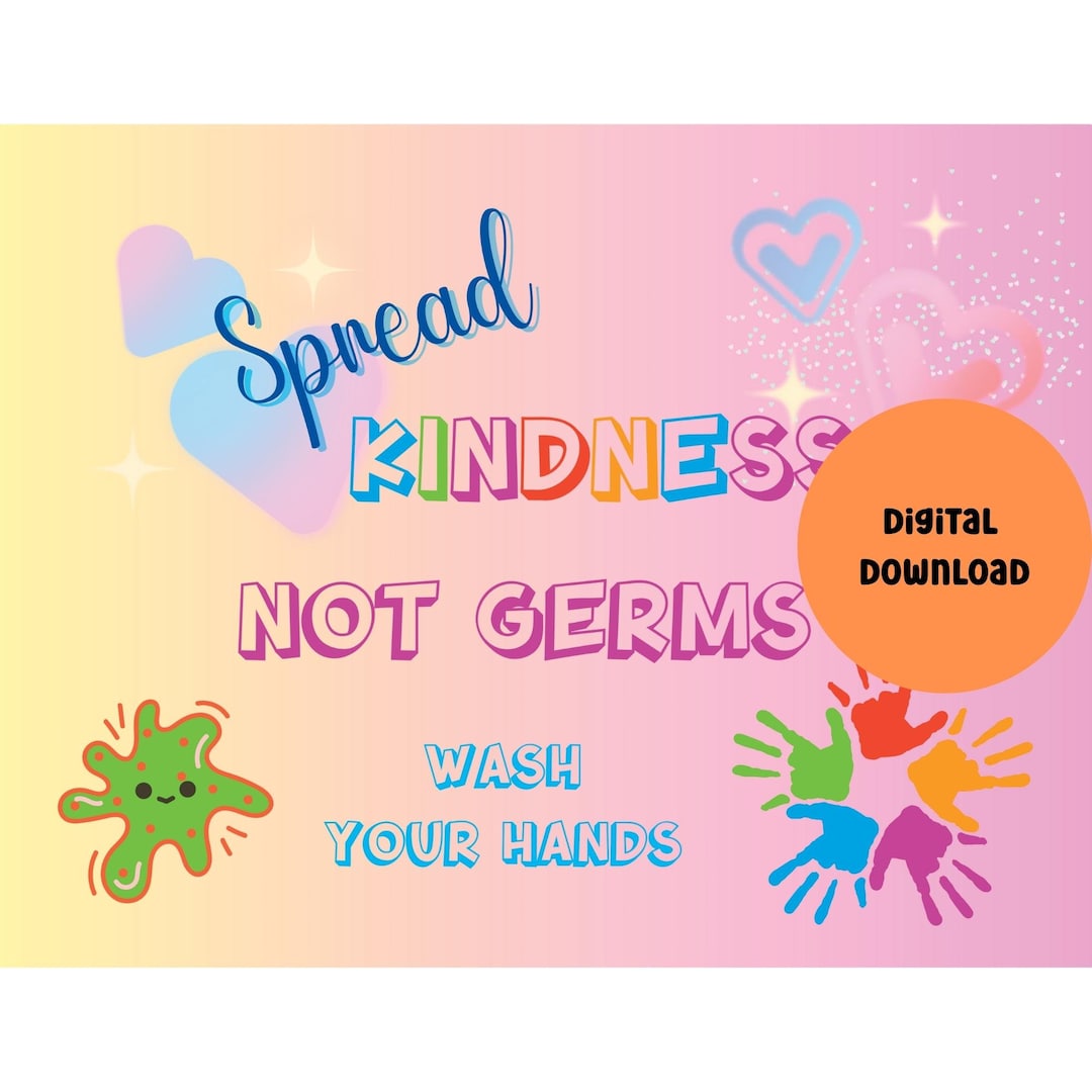 Spread Kindness Not Germs Printable Wall Art for School Nurses - Etsy