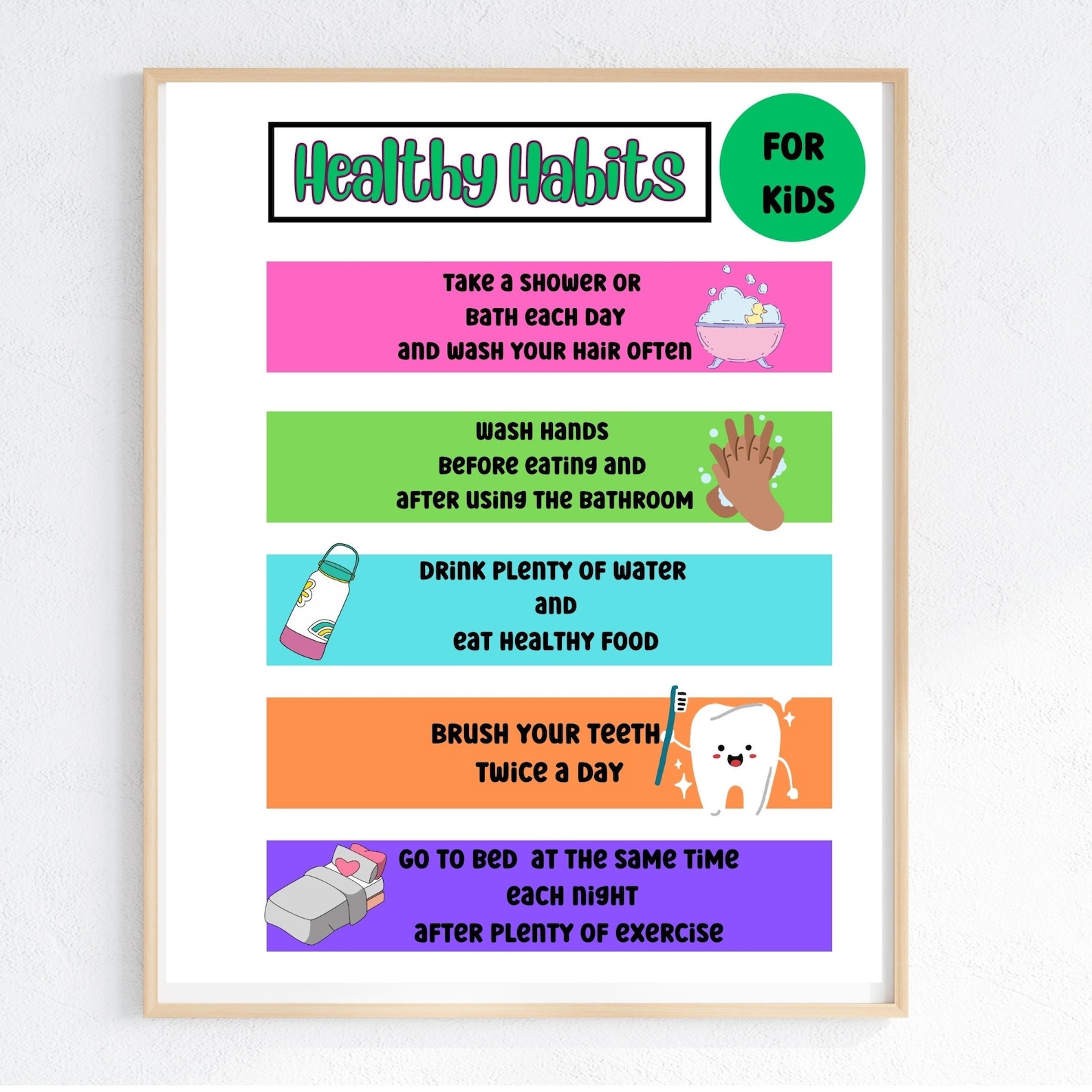 Healthy Habits for Kids Sign Poster School Nurse Office Decor - Etsy