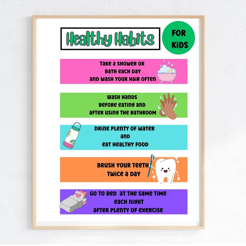 Healthy Habits for Kids Sign Poster School Nurse Office Decor - Etsy