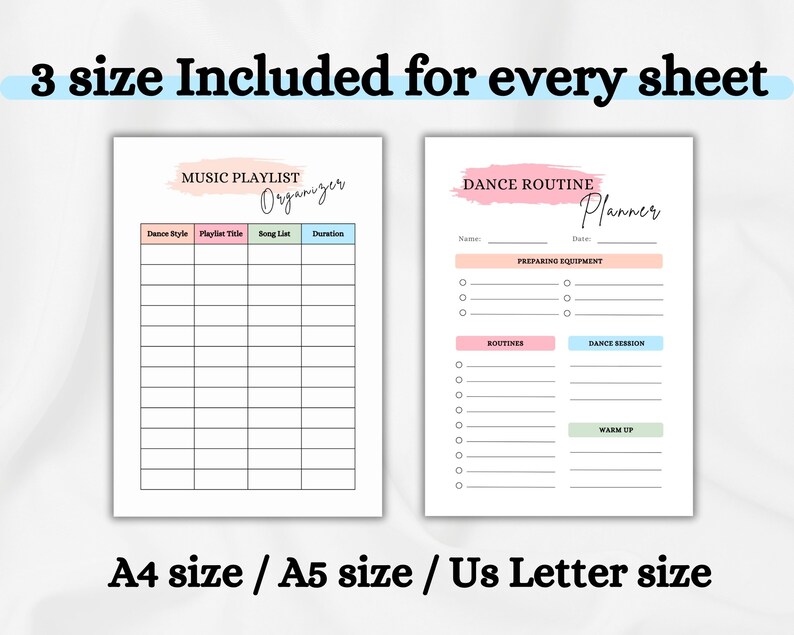 Printable Dance Planner: Dance Routine Planner, Dance Journal, Dance ...