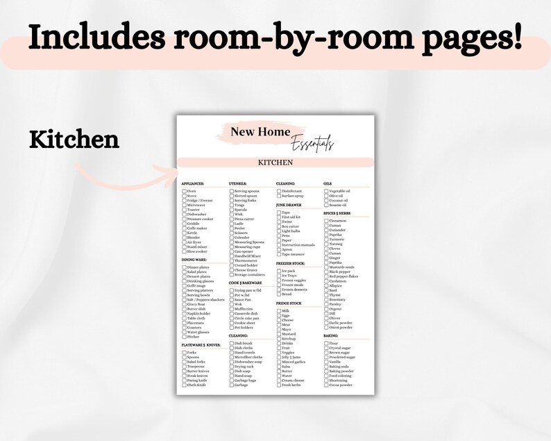 New Home Essentials Checklist, New Home Checklist Printable, First ...