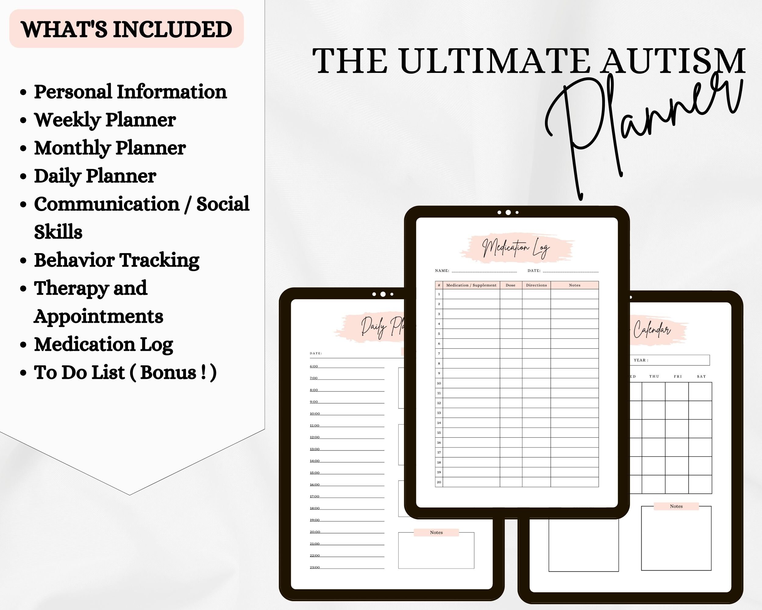 Printable Autism Planner: Autism Planner Adult, Daily Planner for ...