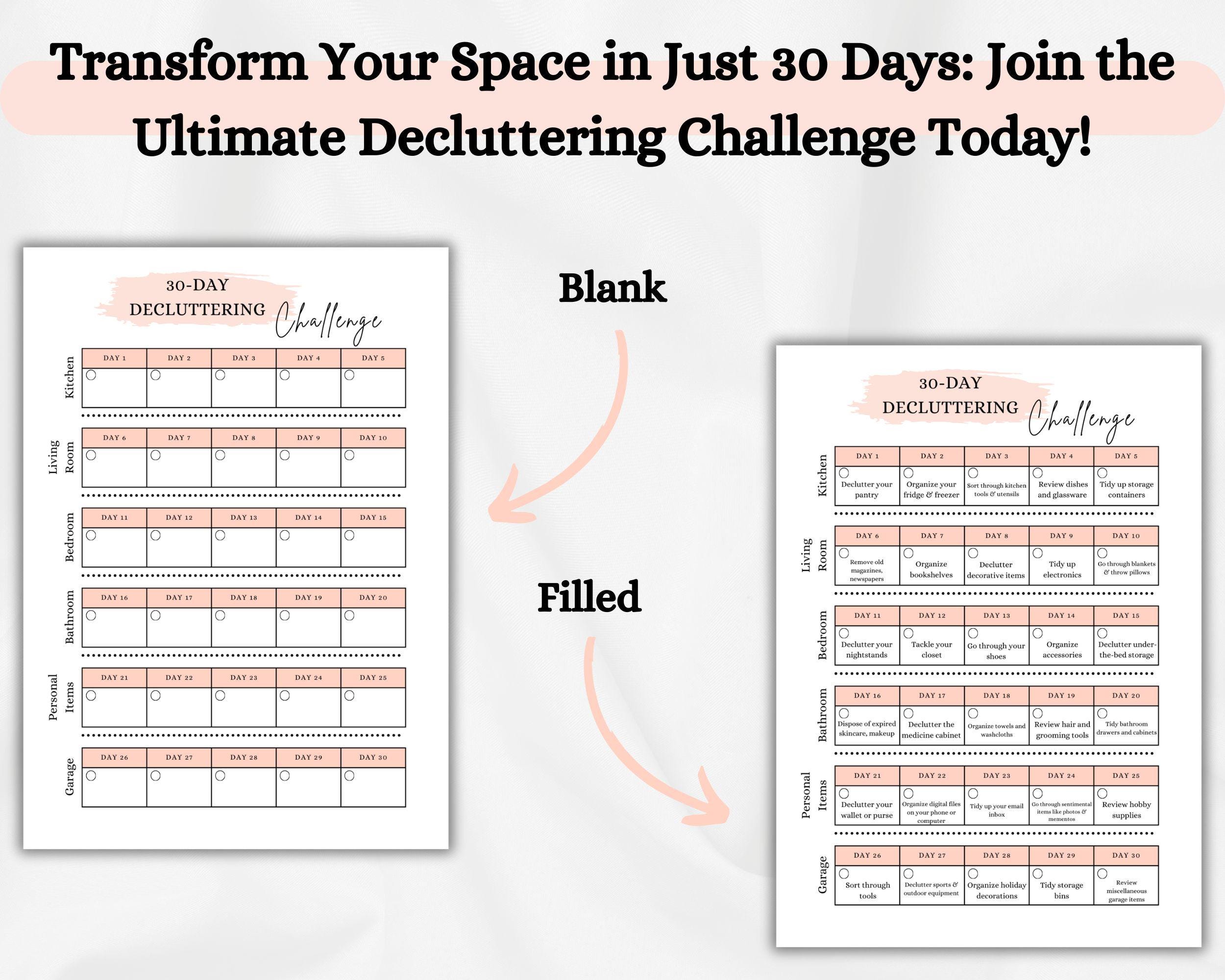 Declutter Checklist, 30-day Declutter Challenge, Adhd Declutter Planner, Declutter Guide, ADHD ...