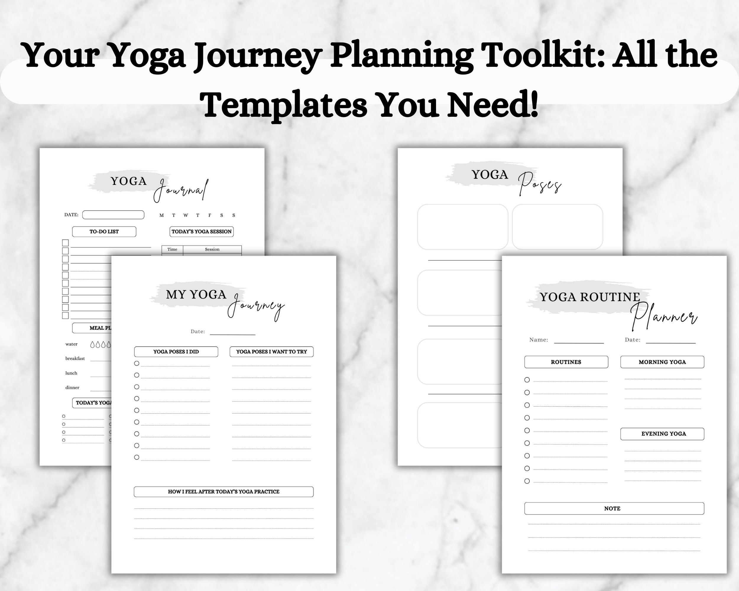 Digital Yoga Planner With Meditation Tracker: Yoga Journal Yoga Poses Planner Printable Yoga ...