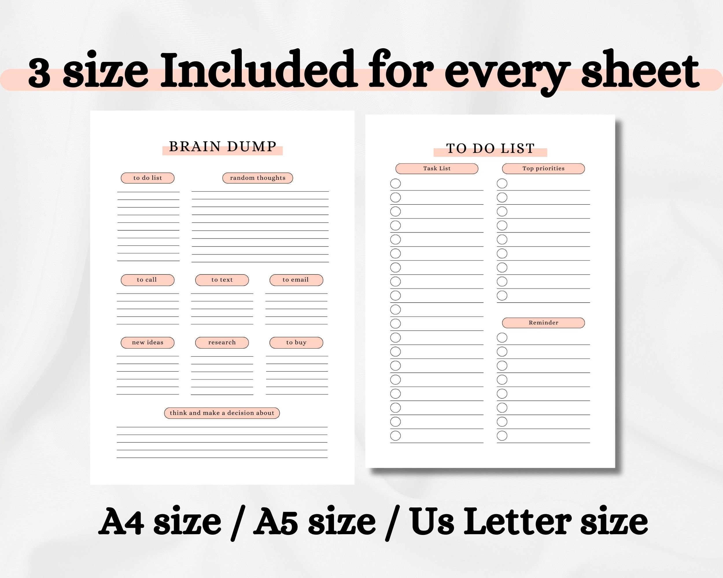 Printable Brain Dump Planner: to Do List Weekly to Do List - Etsy