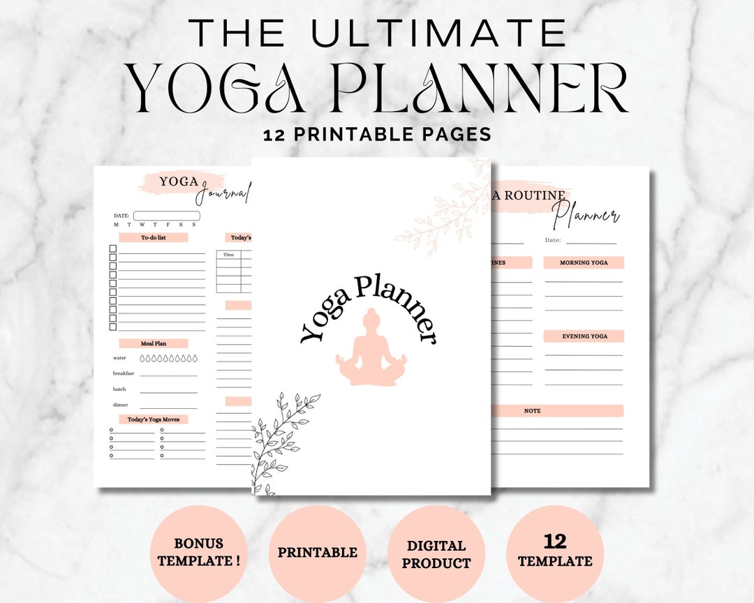 Digital Yoga Planner With Meditation Tracker: Yoga Journal, Yoga Poses ...