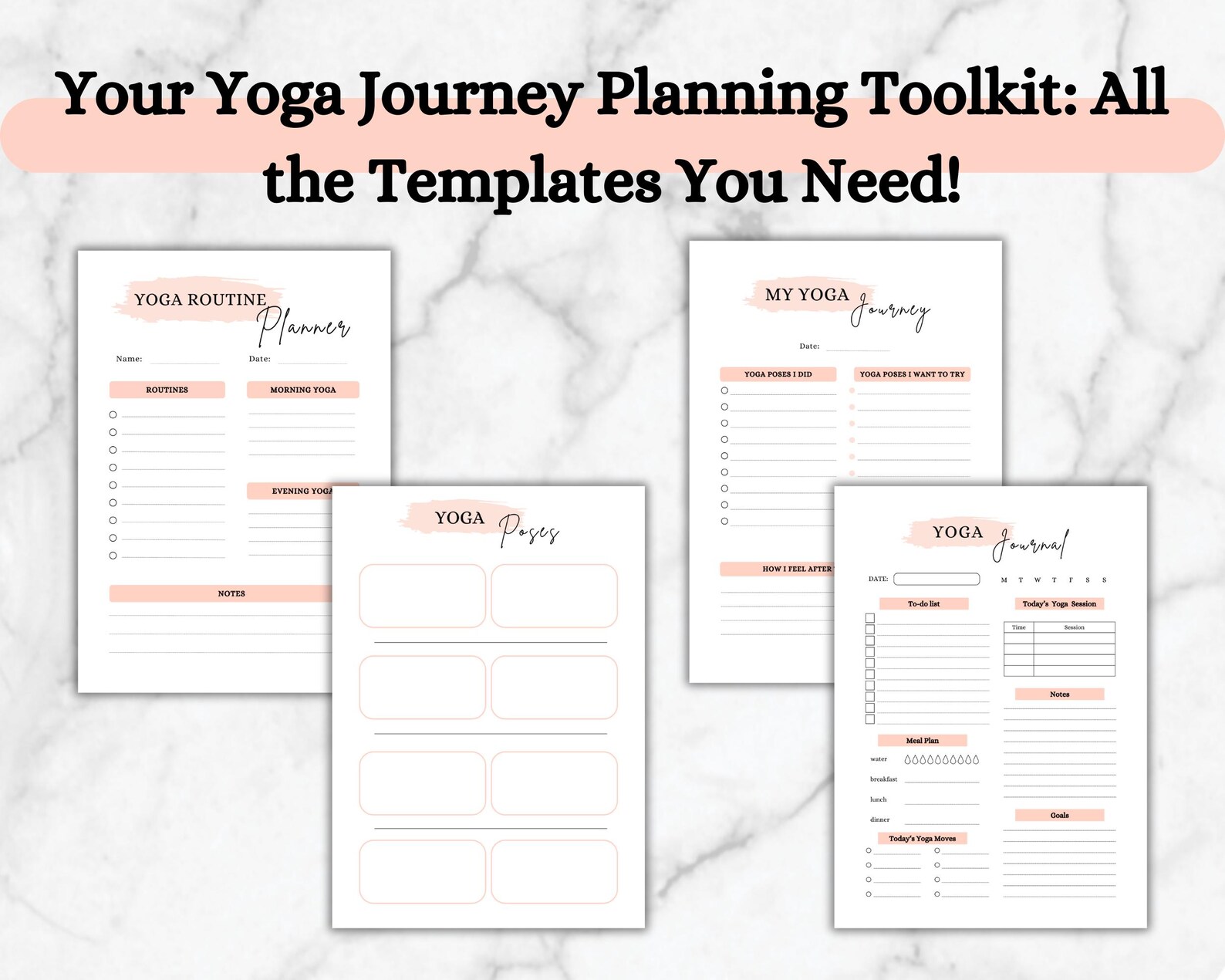 Digital Yoga Planner With Meditation Tracker: Yoga Journal, Yoga Poses ...