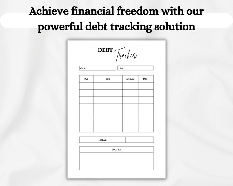 Printable Debt Tracker: Debt Management , Debt Snowball, Debt Payoff ...