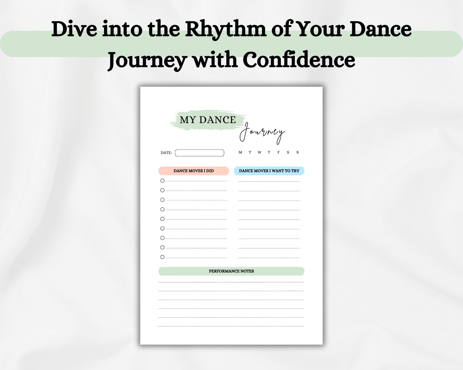Printable Dance Planner: Dance Routine Planner, Dance Journal, Dance ...