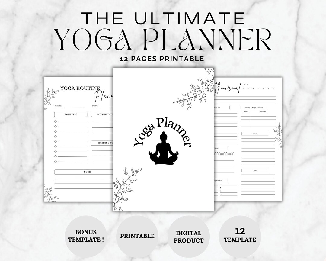 Digital Yoga Planner With Meditation Tracker: Yoga Journal | Yoga Poses ...