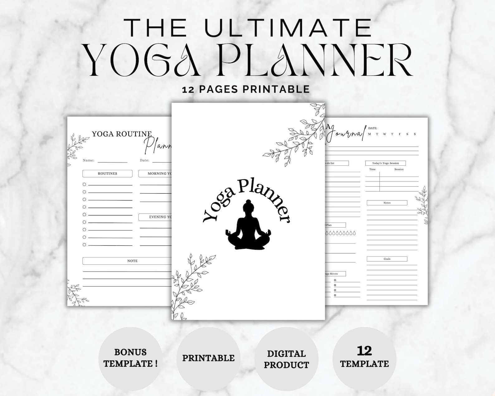 Digital Yoga Planner With Meditation Tracker: Yoga Journal | Yoga Poses ...