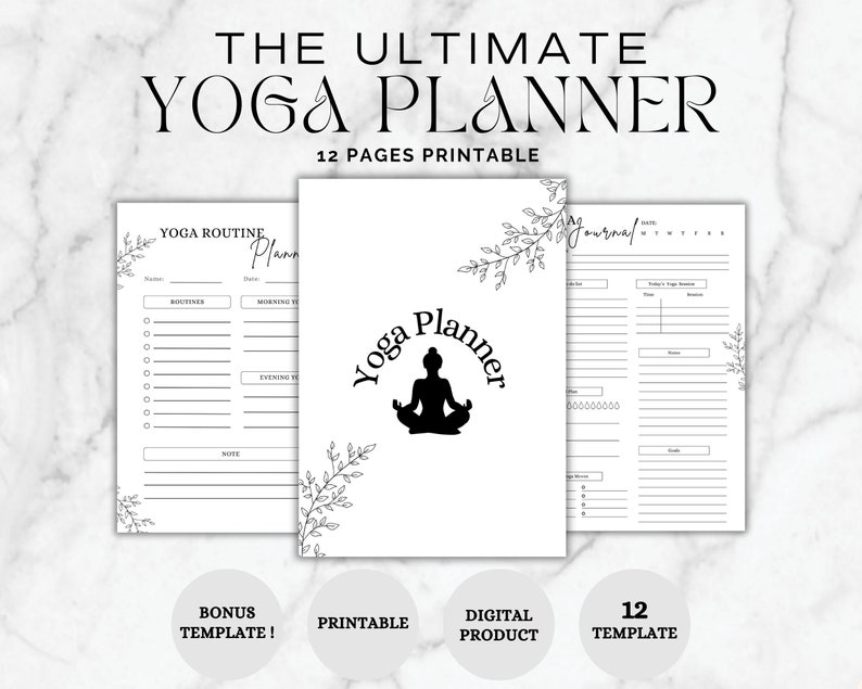 Digital Yoga Planner With Meditation Tracker: Yoga Journal Yoga Poses ...