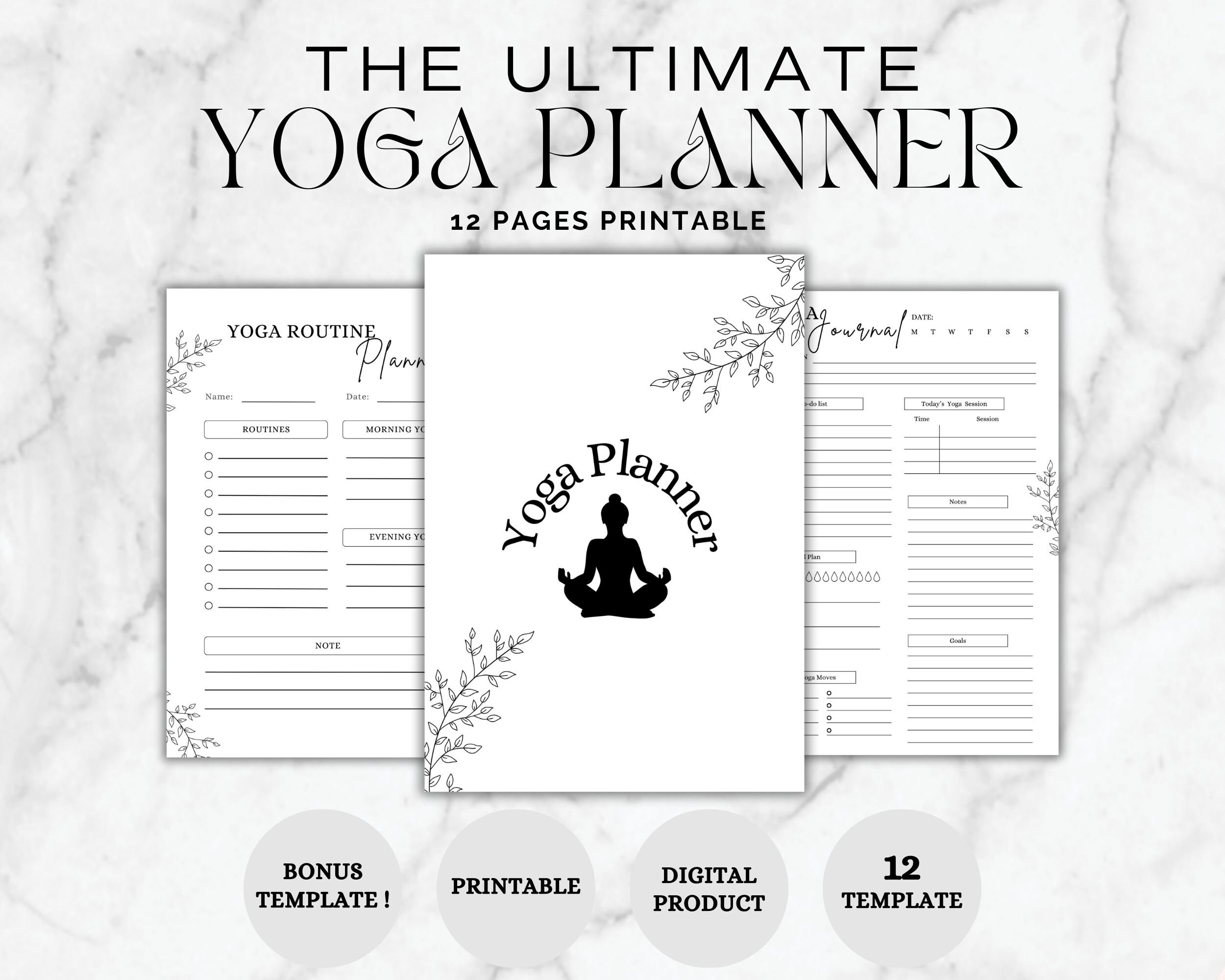 Digital Yoga Planner With Meditation Tracker: Yoga Journal Yoga Poses ...