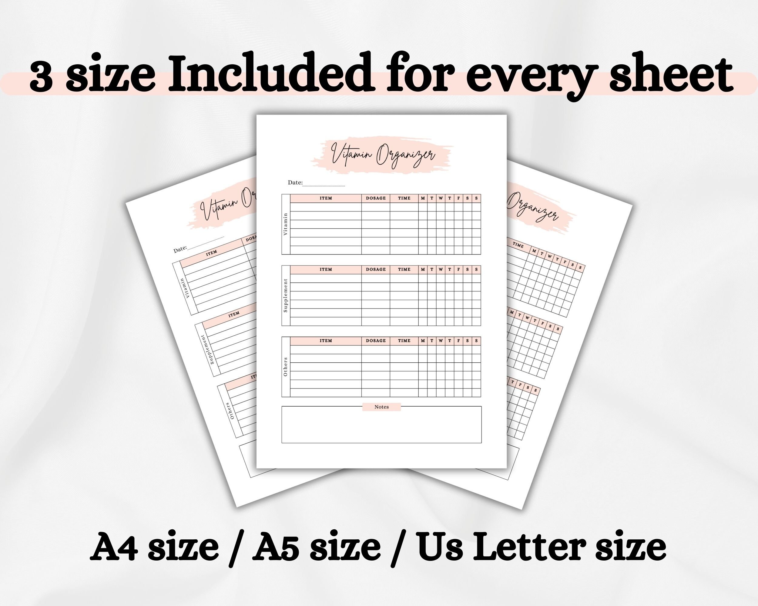 Printable Vitamin Organizer: Daily Vitamin Tracker Daily - Etsy