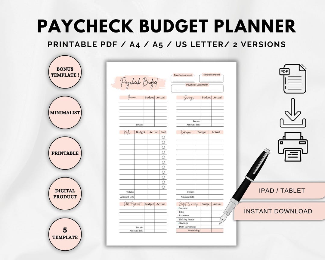 Paycheck Budget Planner, Zero Based Budget Sheet Binder, Paycheck Budget Tracker, Budget by ...