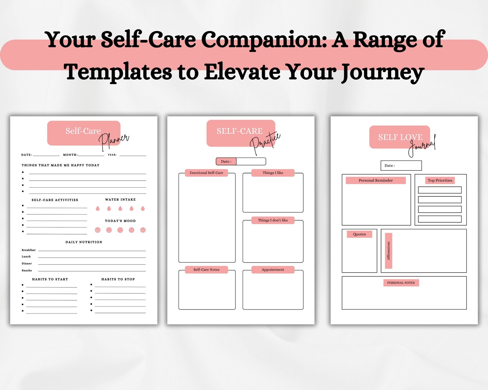 Digital Self-care Planner : Printable Planners & Wellness Organizers ...