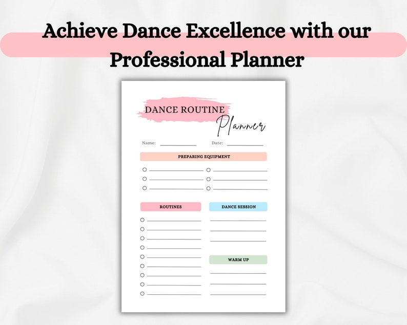 Printable Dance Planner: Dance Routine Planner Dance Journal - Etsy