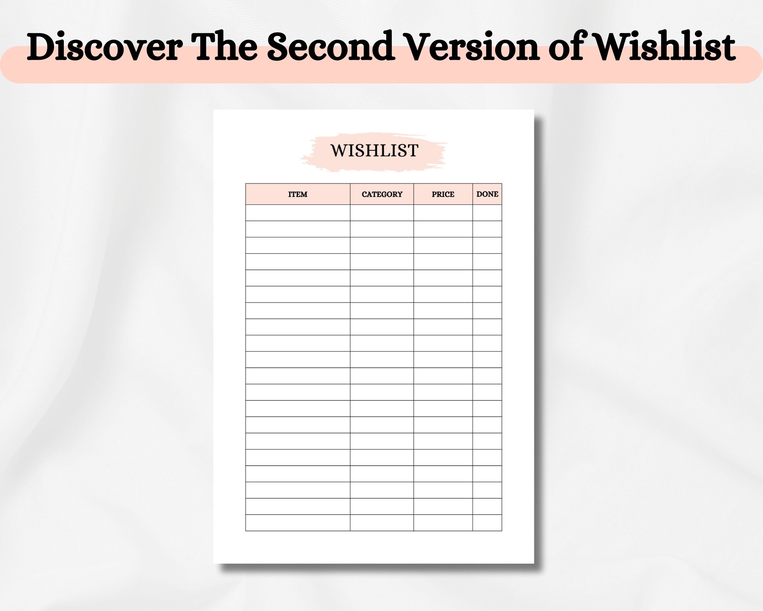 Printable Wish List Sheet, Christmas, Birthday, Holiday, Shopping Wish ...