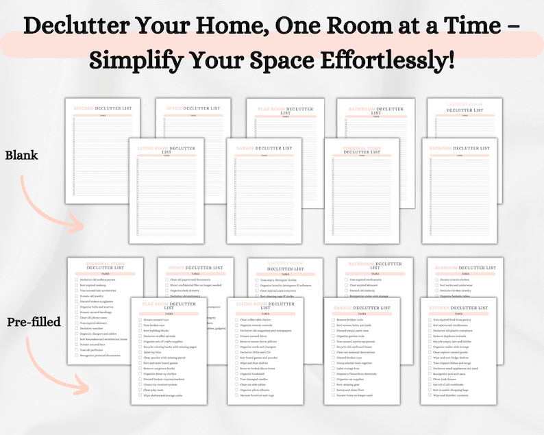 Declutter Checklist, 30-day Declutter Challenge, Adhd Declutter Planner ...