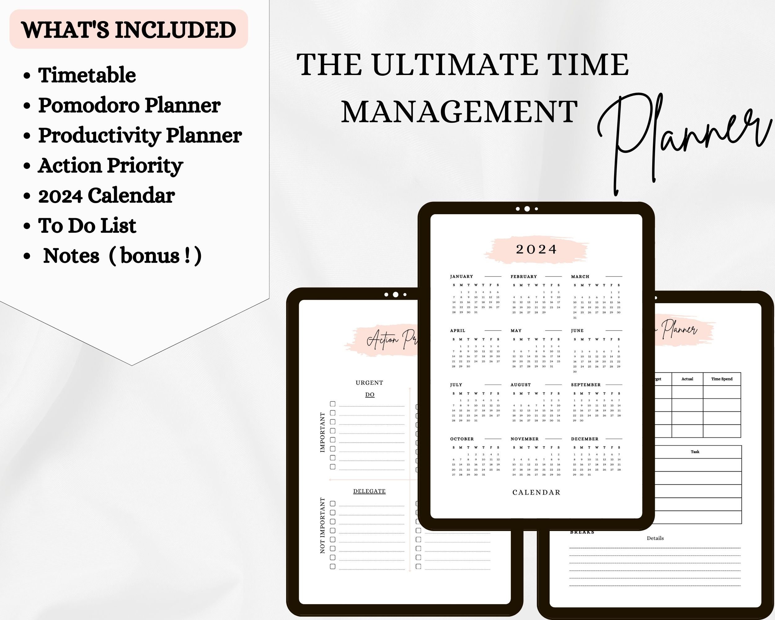Printable Time Management Planner: Time Tracker Pomodoro - Etsy