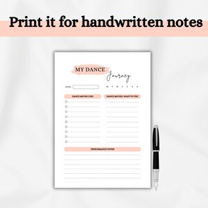 Printable Dance Planner: Dance Routine Planner, Dance Journal, Dance ...