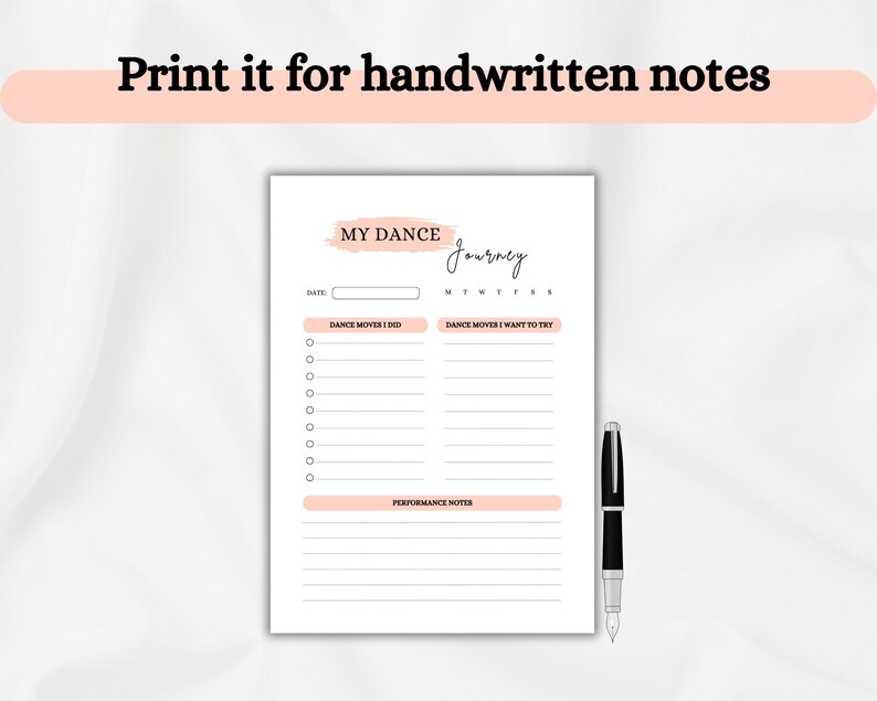 Printable Dance Planner: Dance Routine Planner, Dance Journal, Dance ...