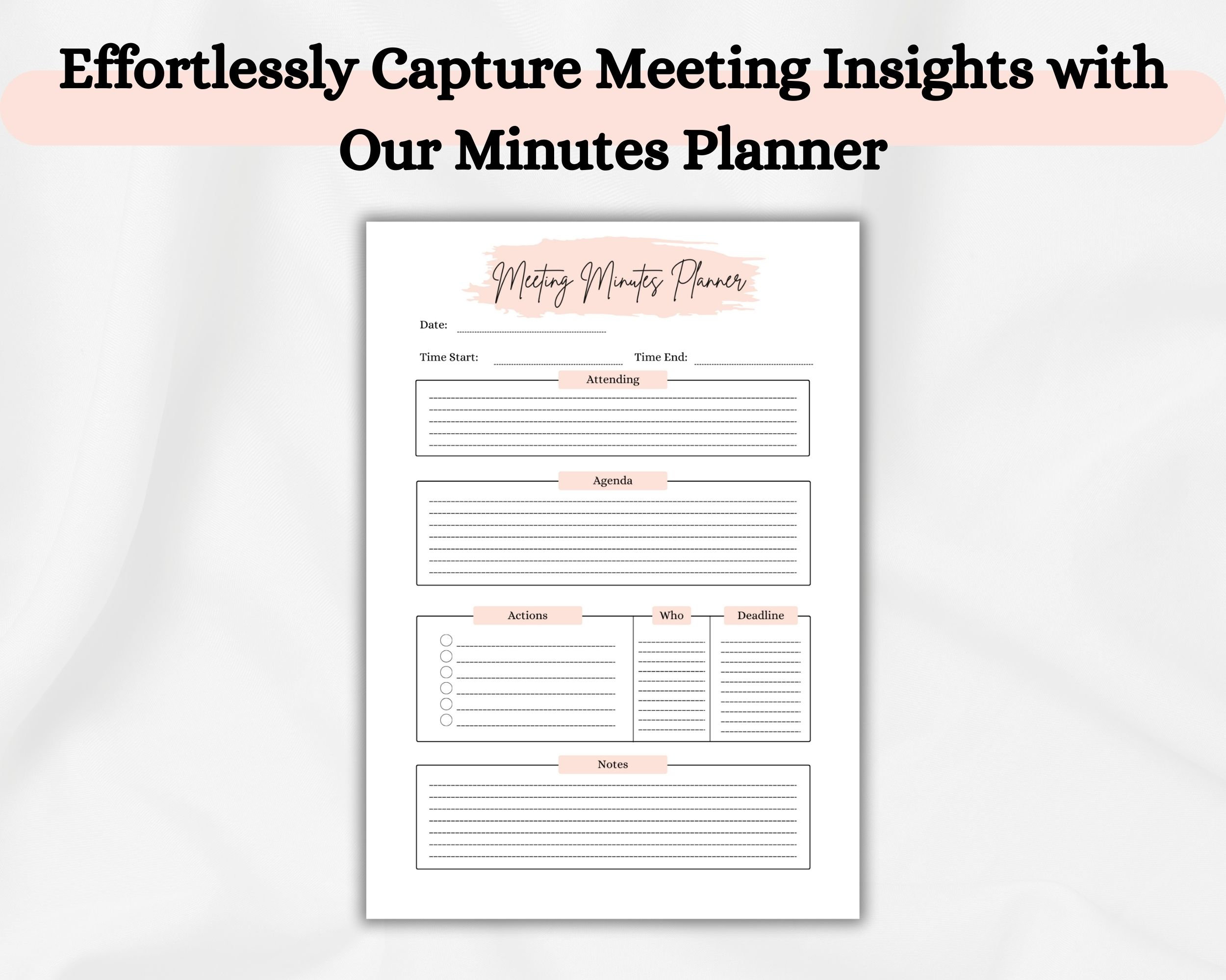Printable Meeting Planner, Meeting Minutes Planner, Meeting Agenda ...