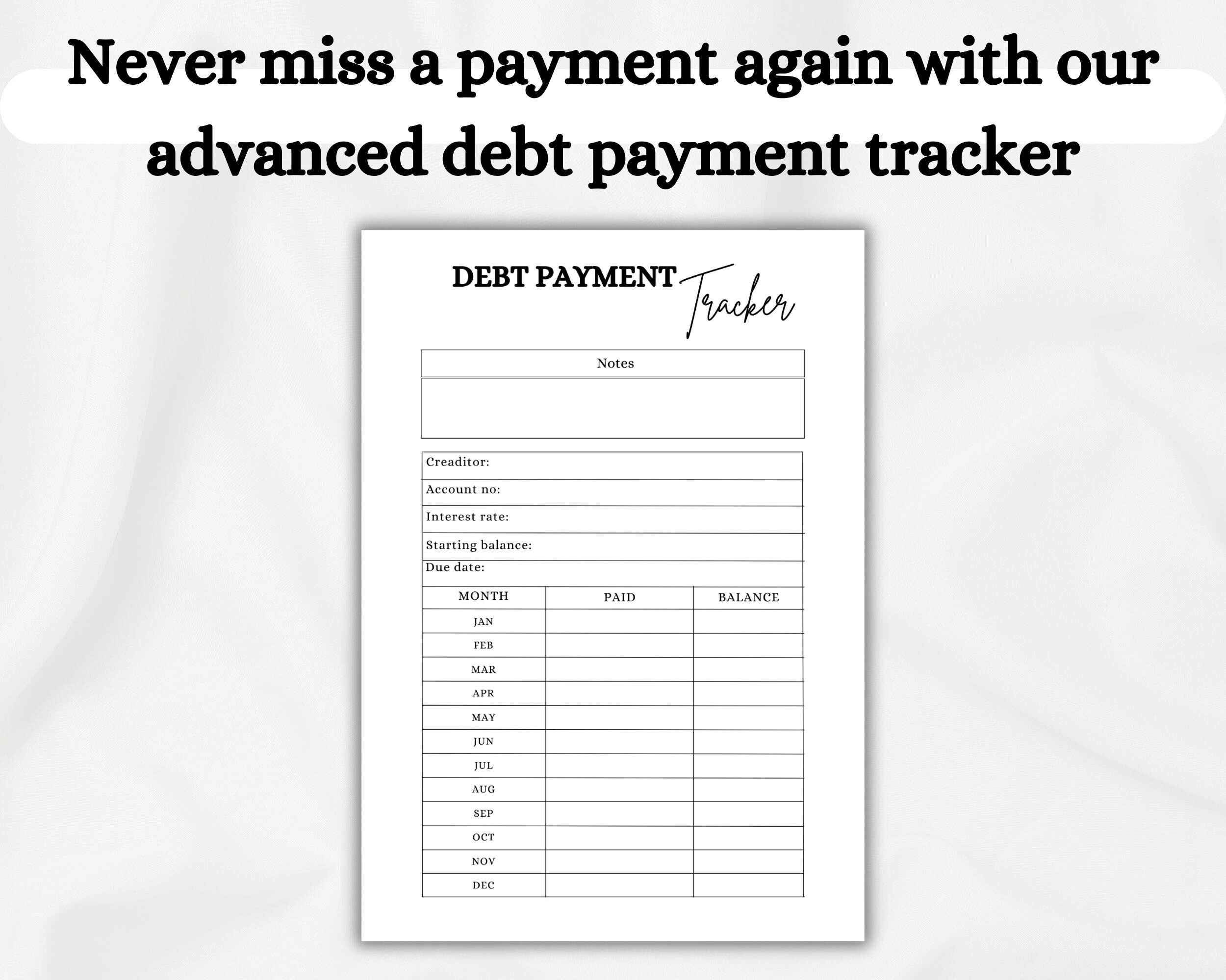 Printable Debt Tracker: Debt Management , Debt Snowball, Debt Payoff ...