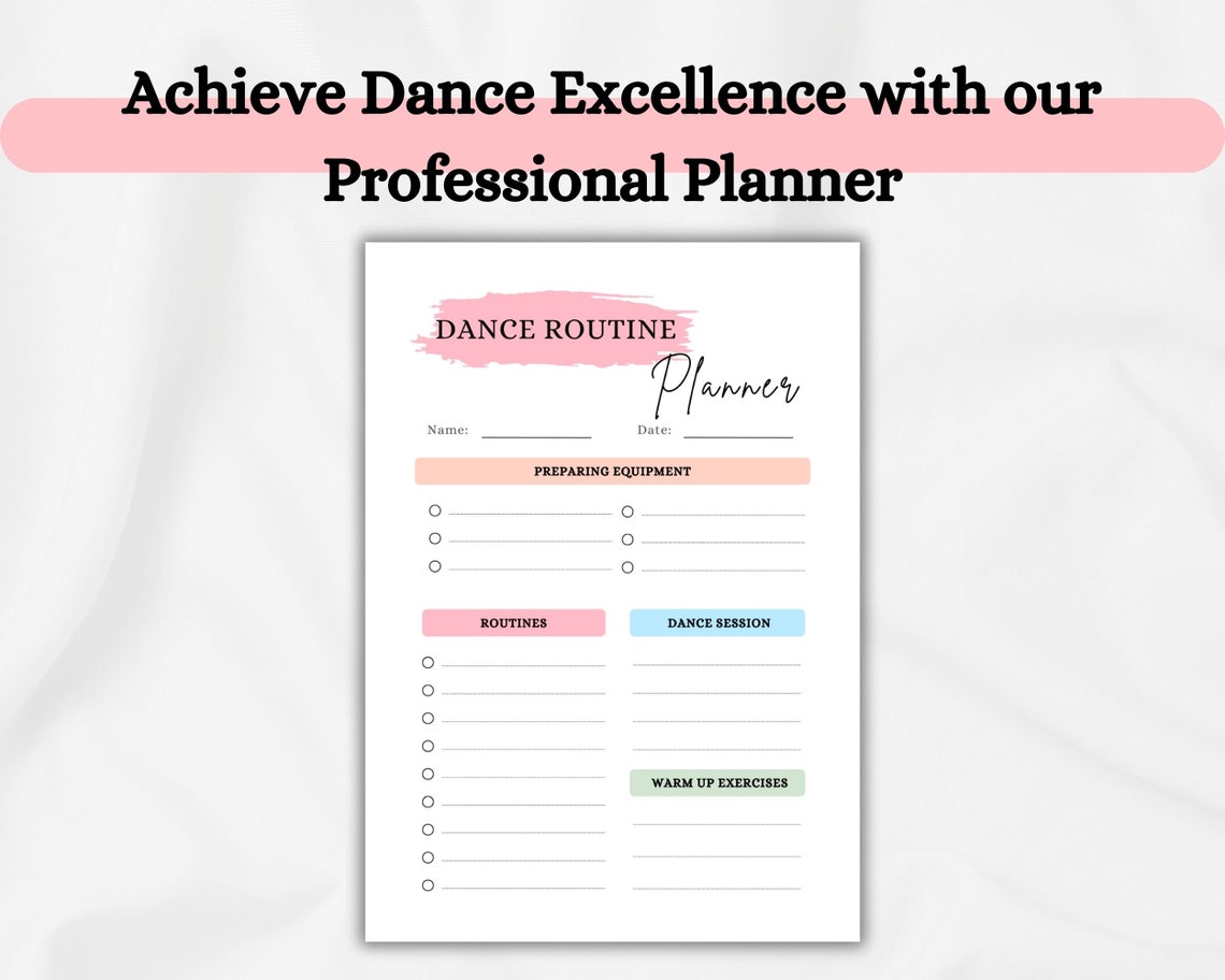 Printable Dance Planner: Dance Routine Planner, Dance Journal, Dance ...