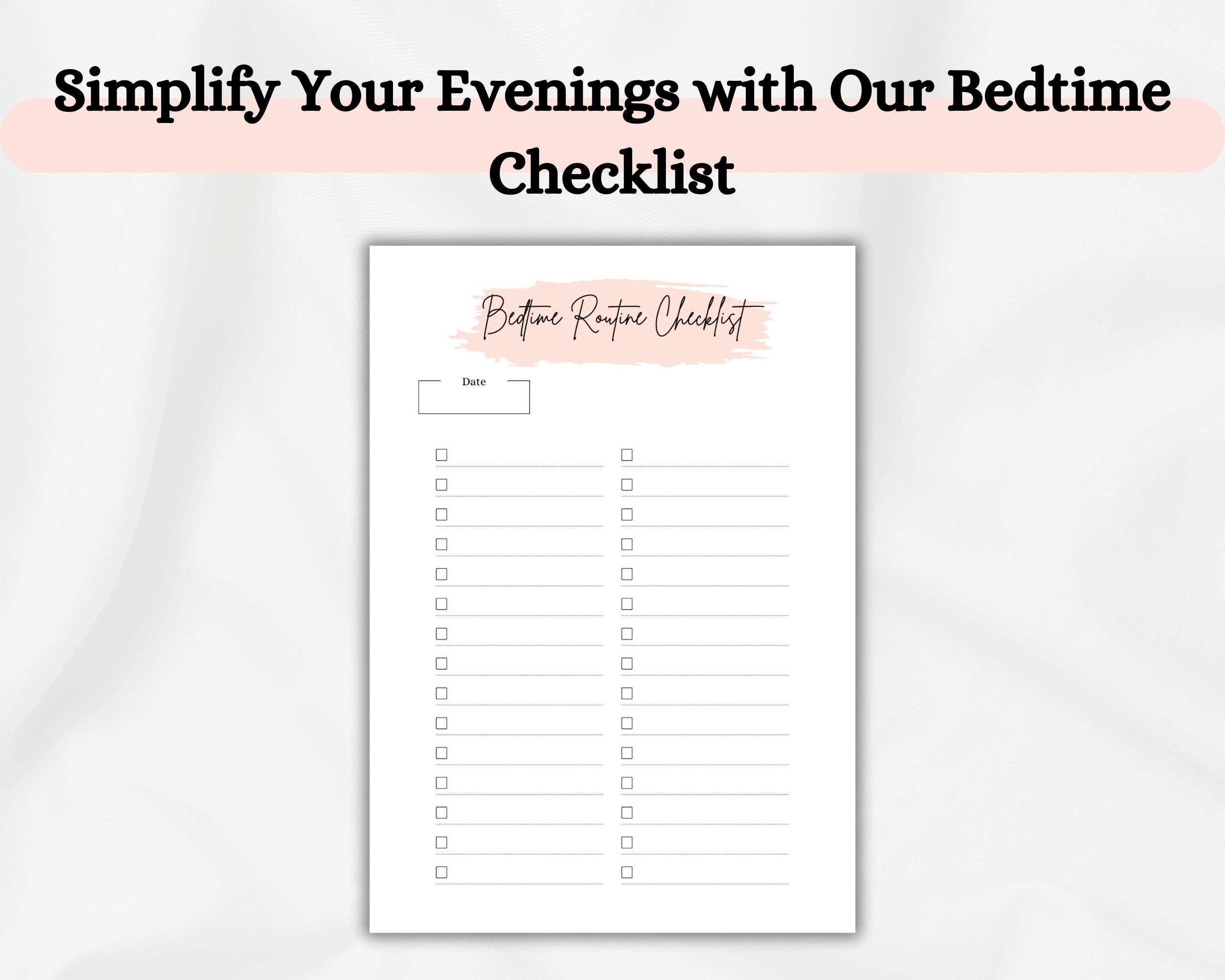 Printable Bedtime Routine: Sleep Tracker,sleep Goals, Bedtime Checklist ...