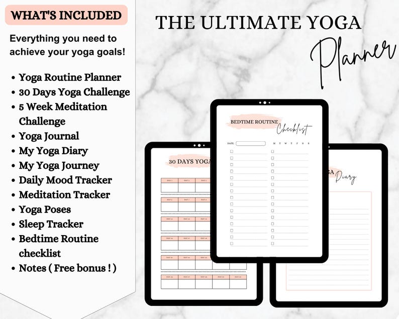 Digital Yoga Planner With Meditation Tracker: Yoga Journal, Yoga Poses ...