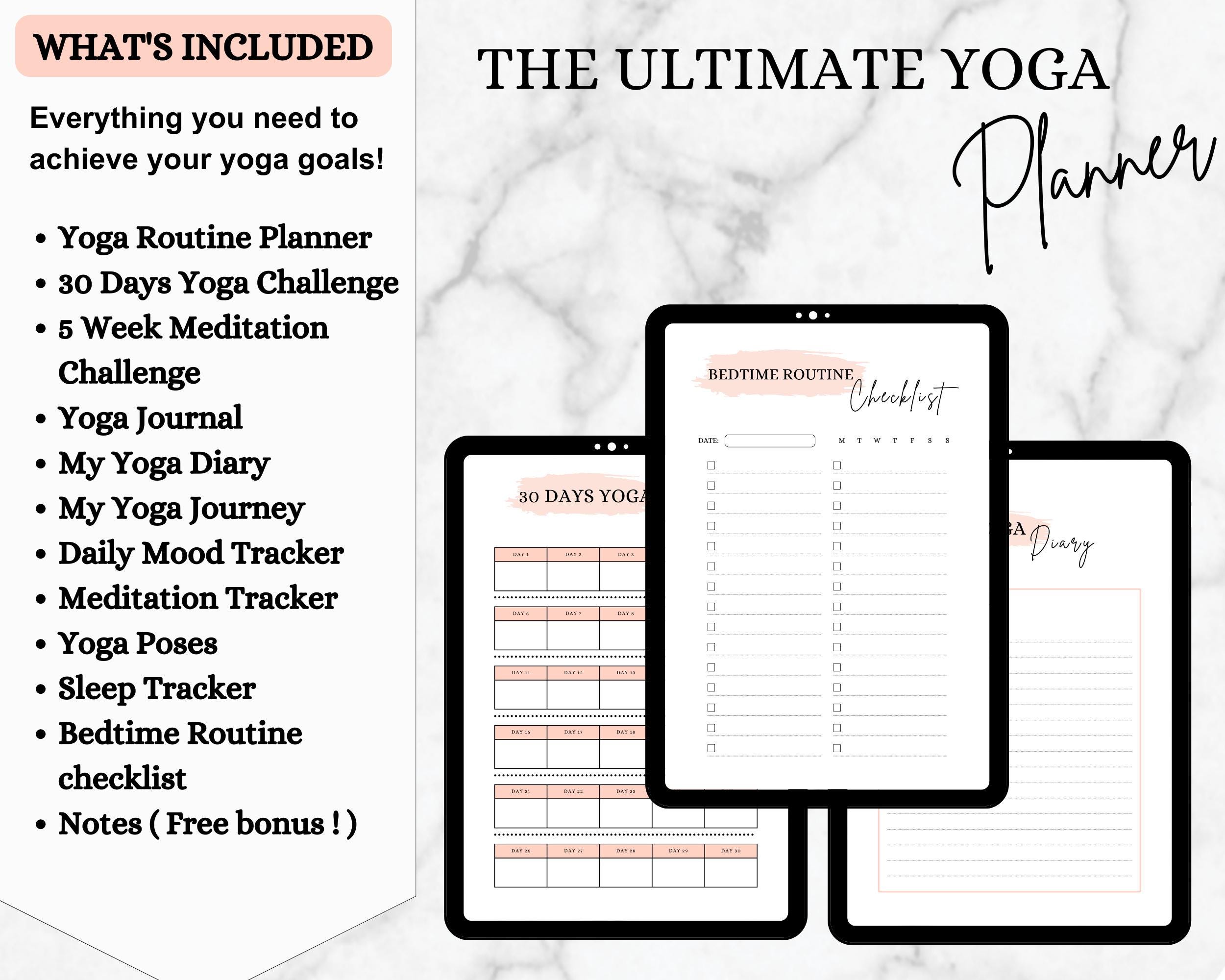 Digital Yoga Planner With Meditation Tracker: Yoga Journal, Yoga Poses ...