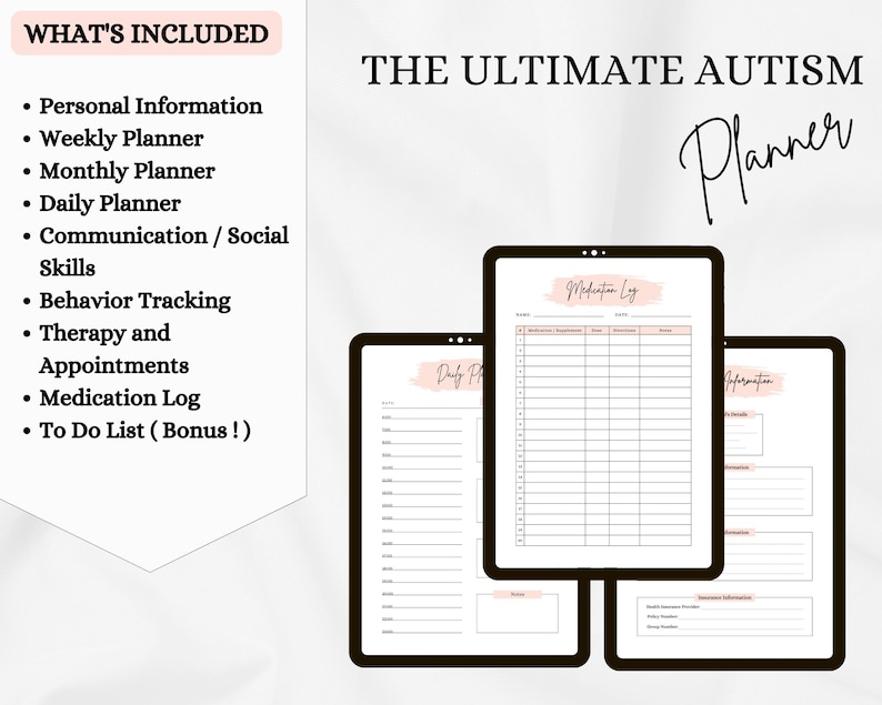 Printable Autism Planner, Autism Planner Adult, Daily Planner for ...
