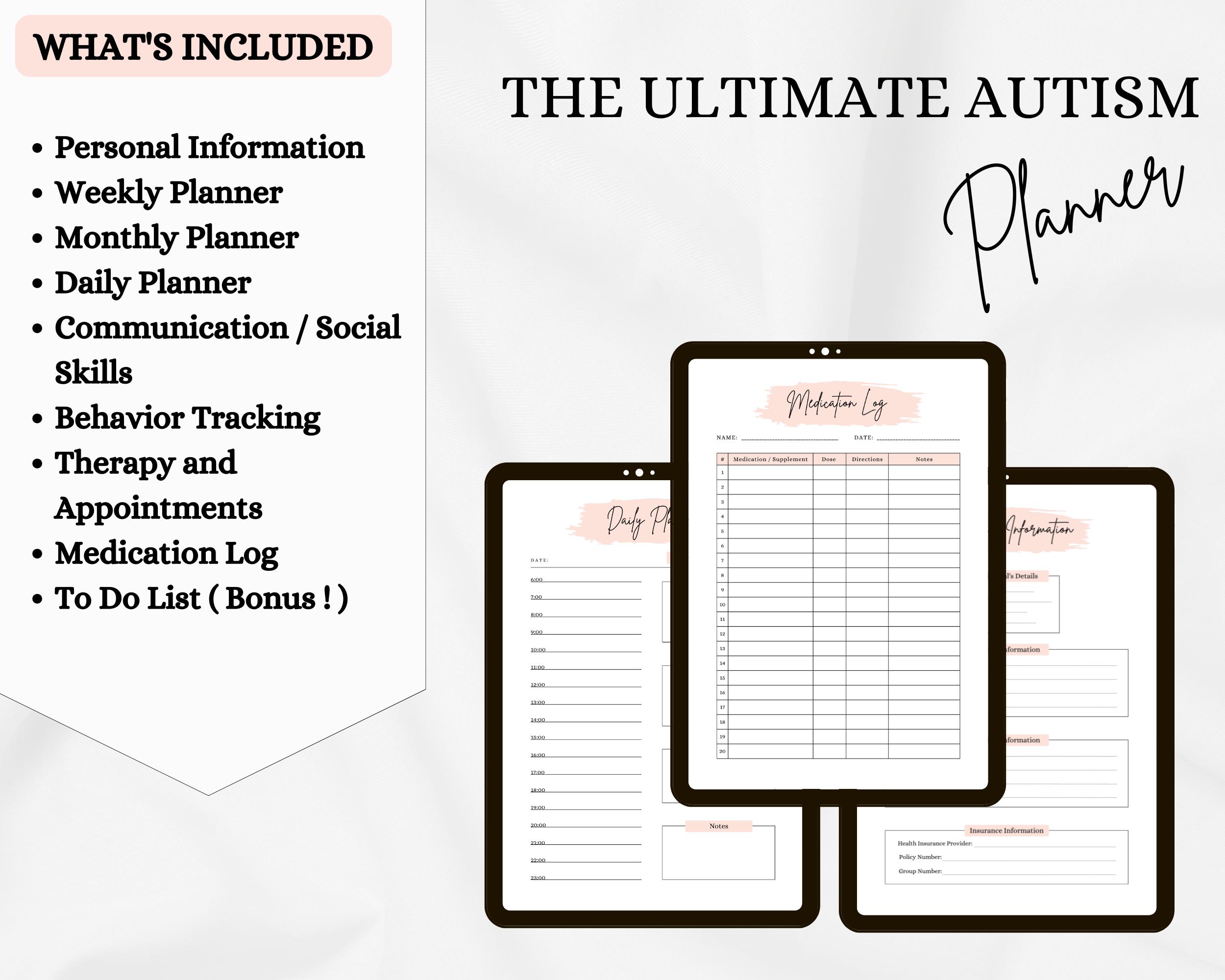 Printable Autism Planner, Autism Planner Adult, Daily Planner for ...