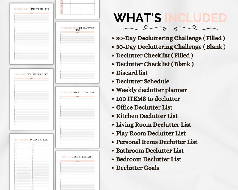 Declutter Checklist, 30-day Declutter Challenge, Adhd Declutter Planner, Declutter Guide, ADHD ...