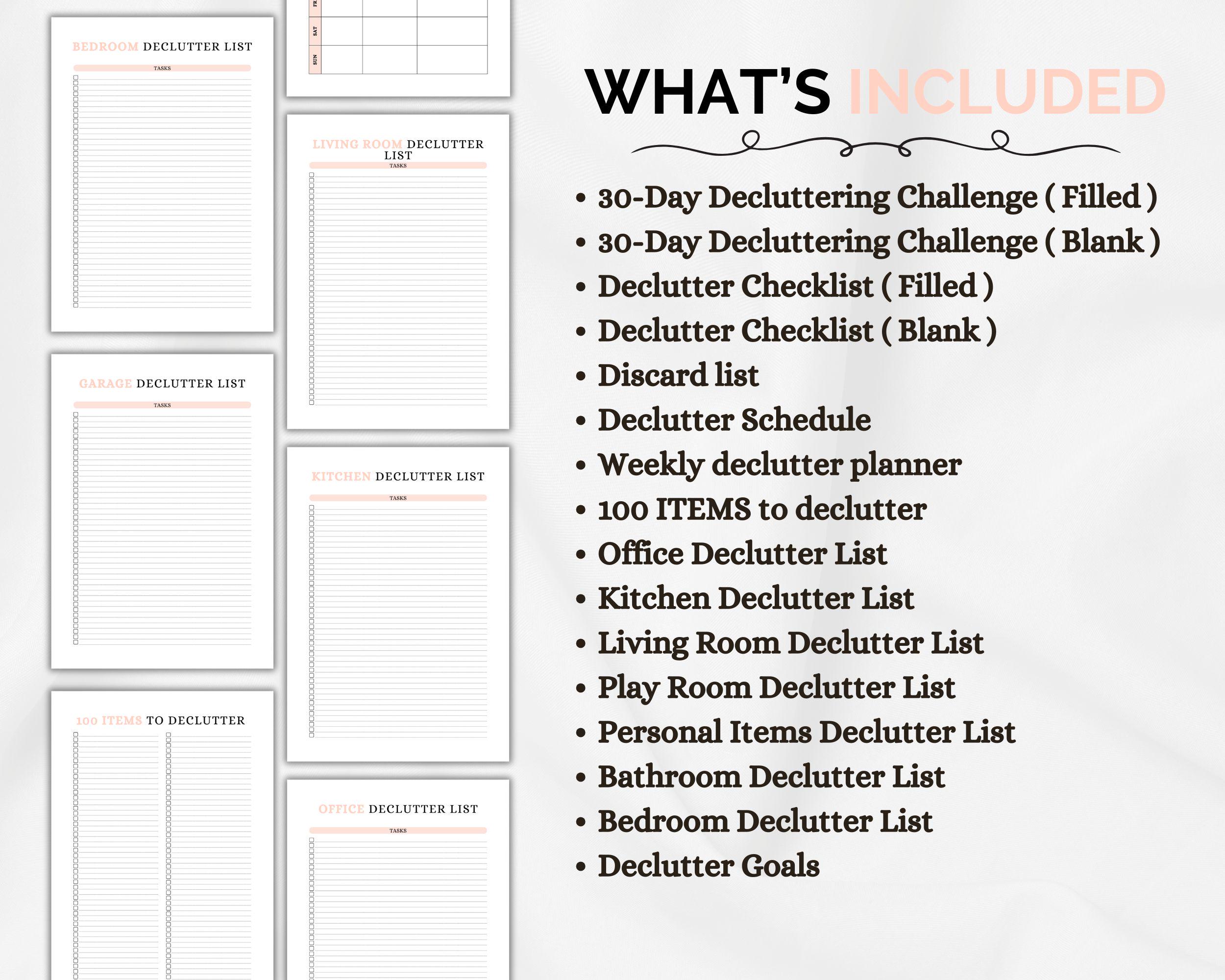 Declutter Checklist, 30-day Declutter Challenge, Adhd Declutter Planner, Declutter Guide, ADHD ...