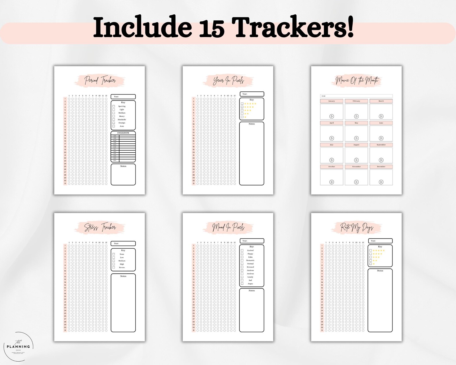 Lot de 2026 Pixel Tracker annuel, Bullet Journal préfabriqué imprimable ...