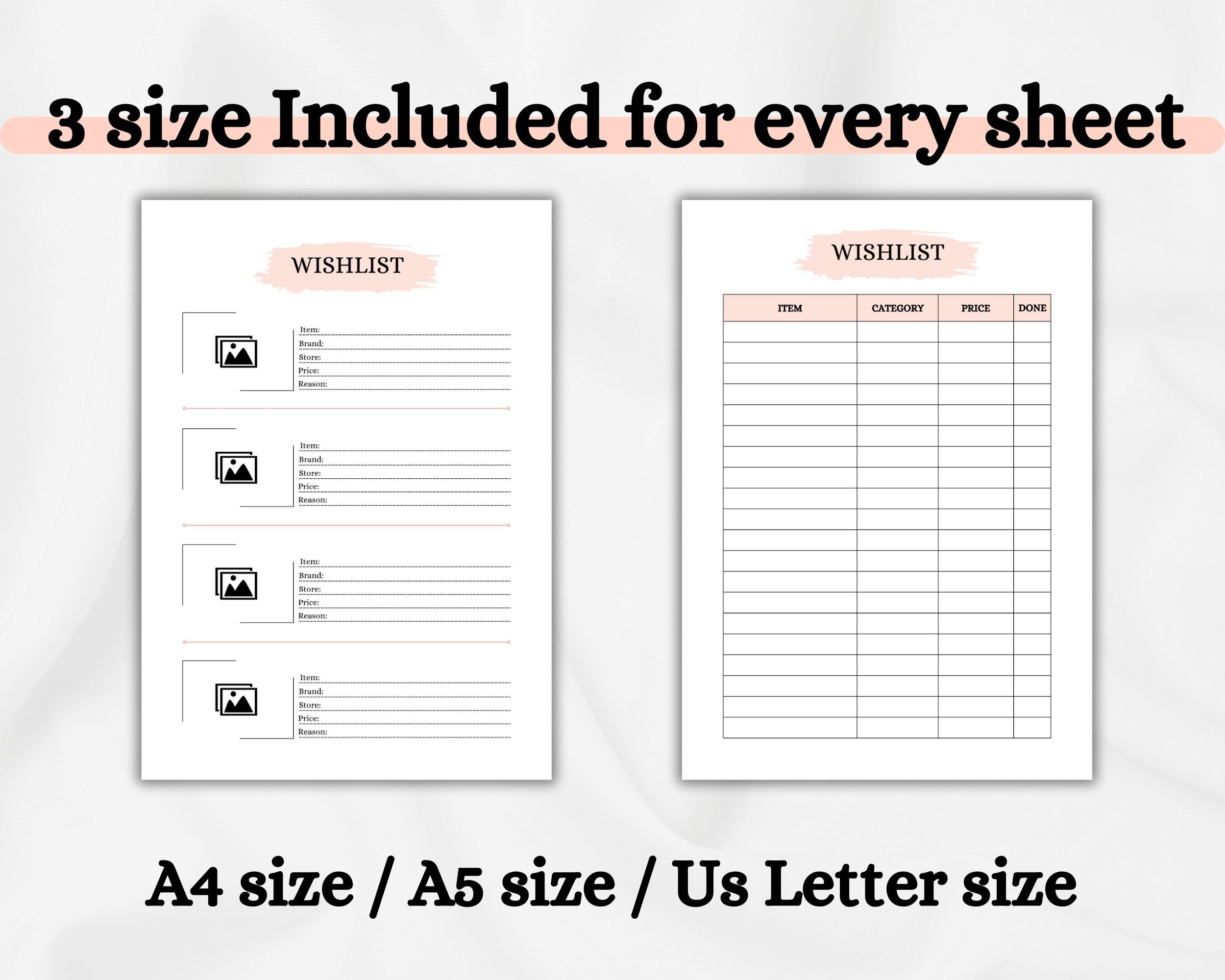 Printable Wish List Sheet: Christmas, Birthday, Holiday, Shopping Wish ...
