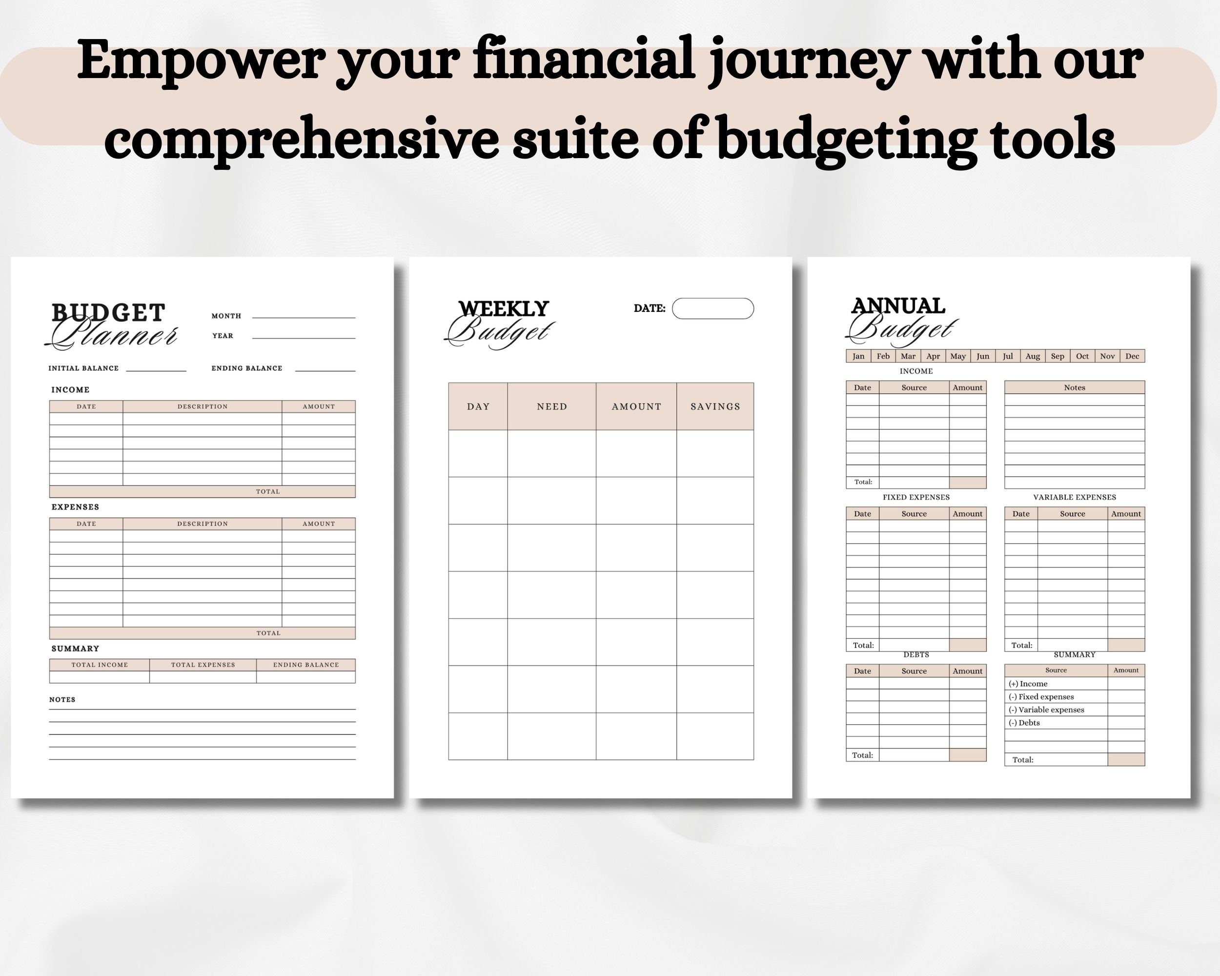 Printable Budget Planner Financial Organizer and Expense - Etsy