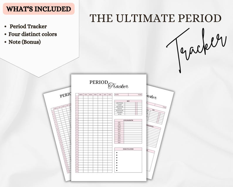Printable Period Tracker, Symptom Tracking, Menstrual Journal ...