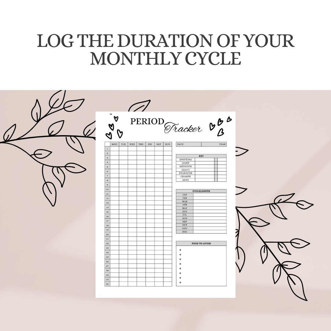 Printable Period Tracker: Symptom Tracking Menstrual Journal - Etsy