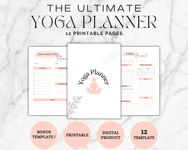 Digital Yoga Planner With Meditation Tracker: Yoga Journal, Yoga Poses Planner, Printable Yoga ...