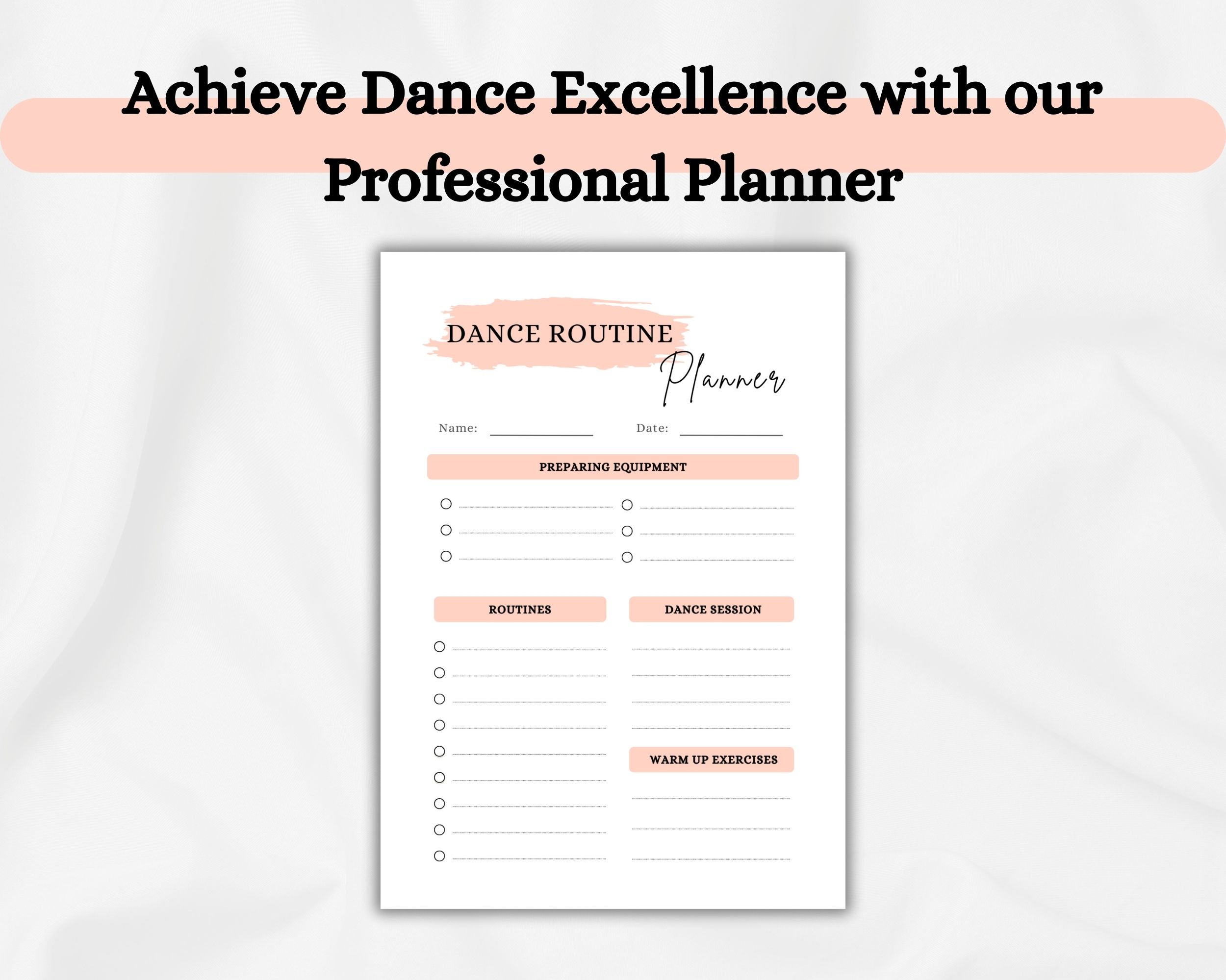 Printable Dance Planner: Dance Routine Planner, Dance Journal, Dance ...
