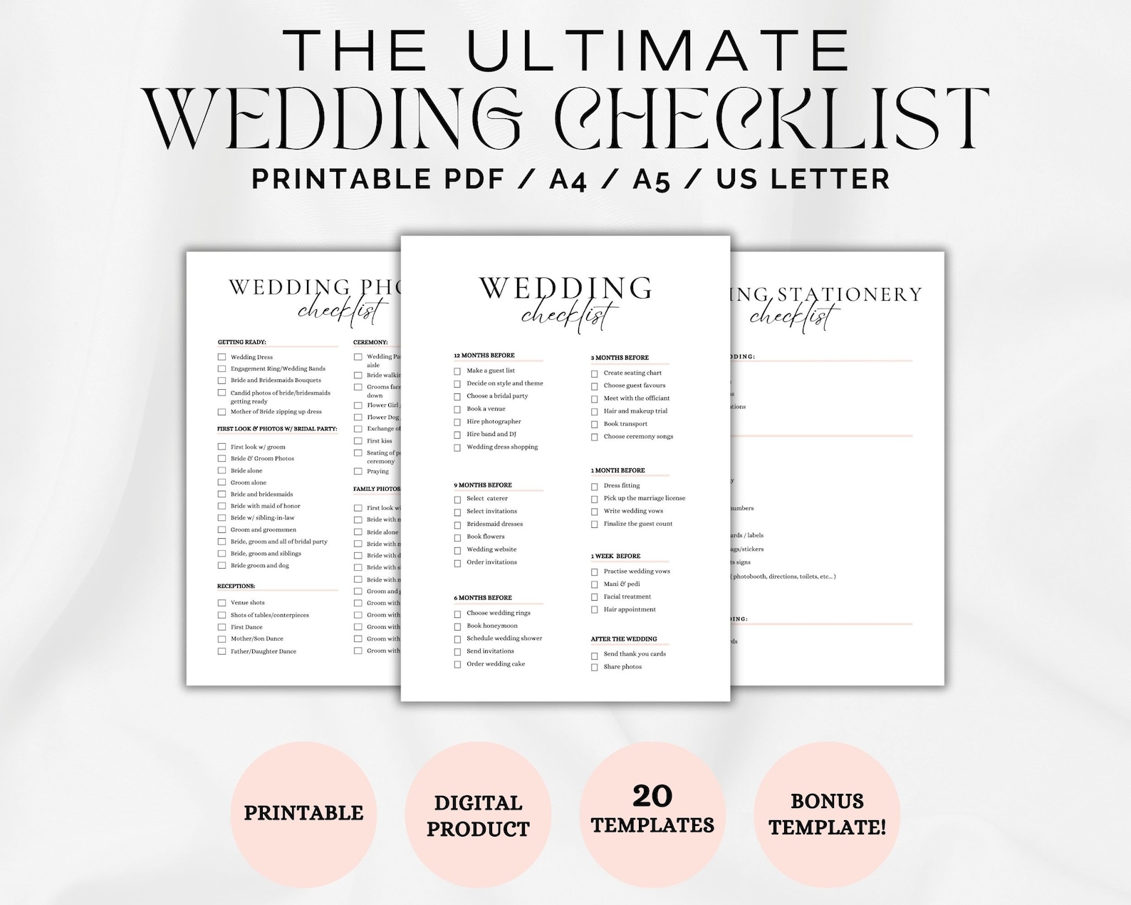 Printable Wedding Checklist, Wedding Planning Checklist, Wedding ...