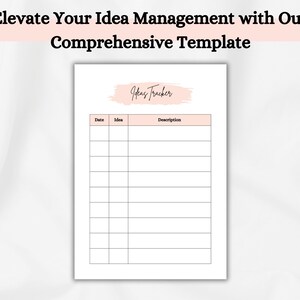 Printable Ideas Tracker, Ideas Description, Ideas Bank, SWOT Analysis ...