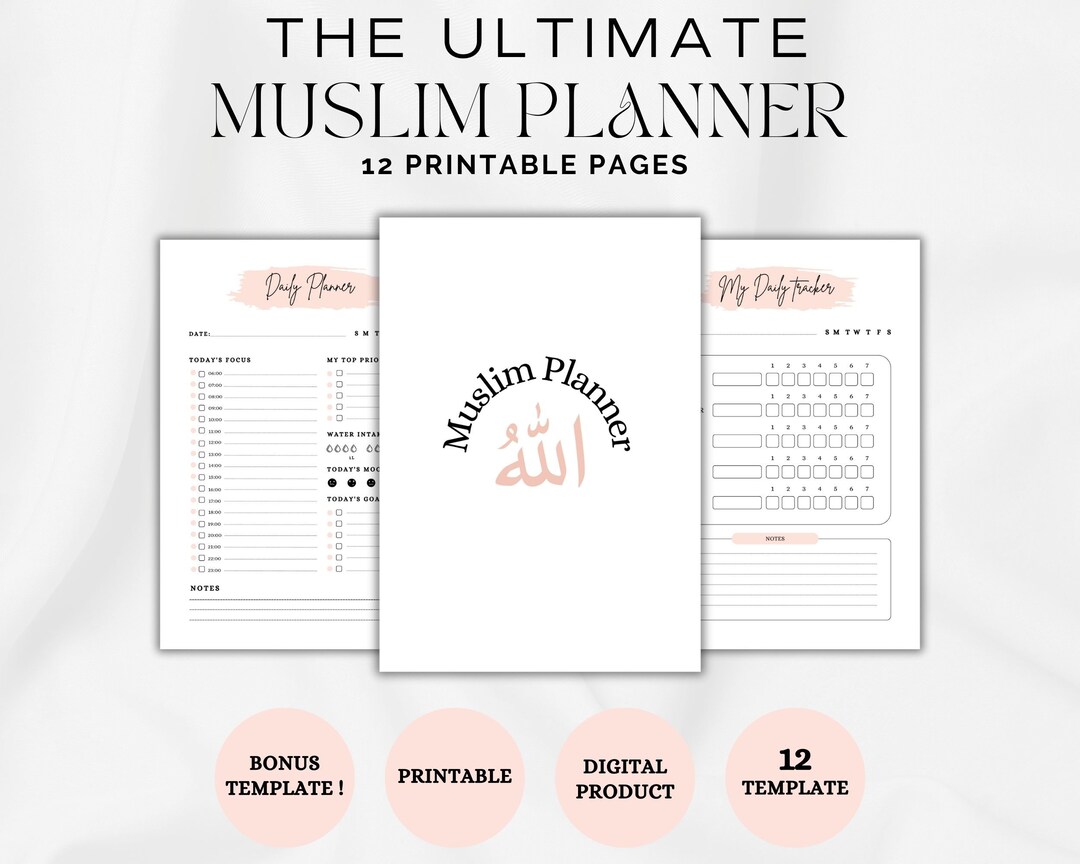 Printable Muslim Planner: Quran Tracker, Islamic Tracker, Salah Tracker ...