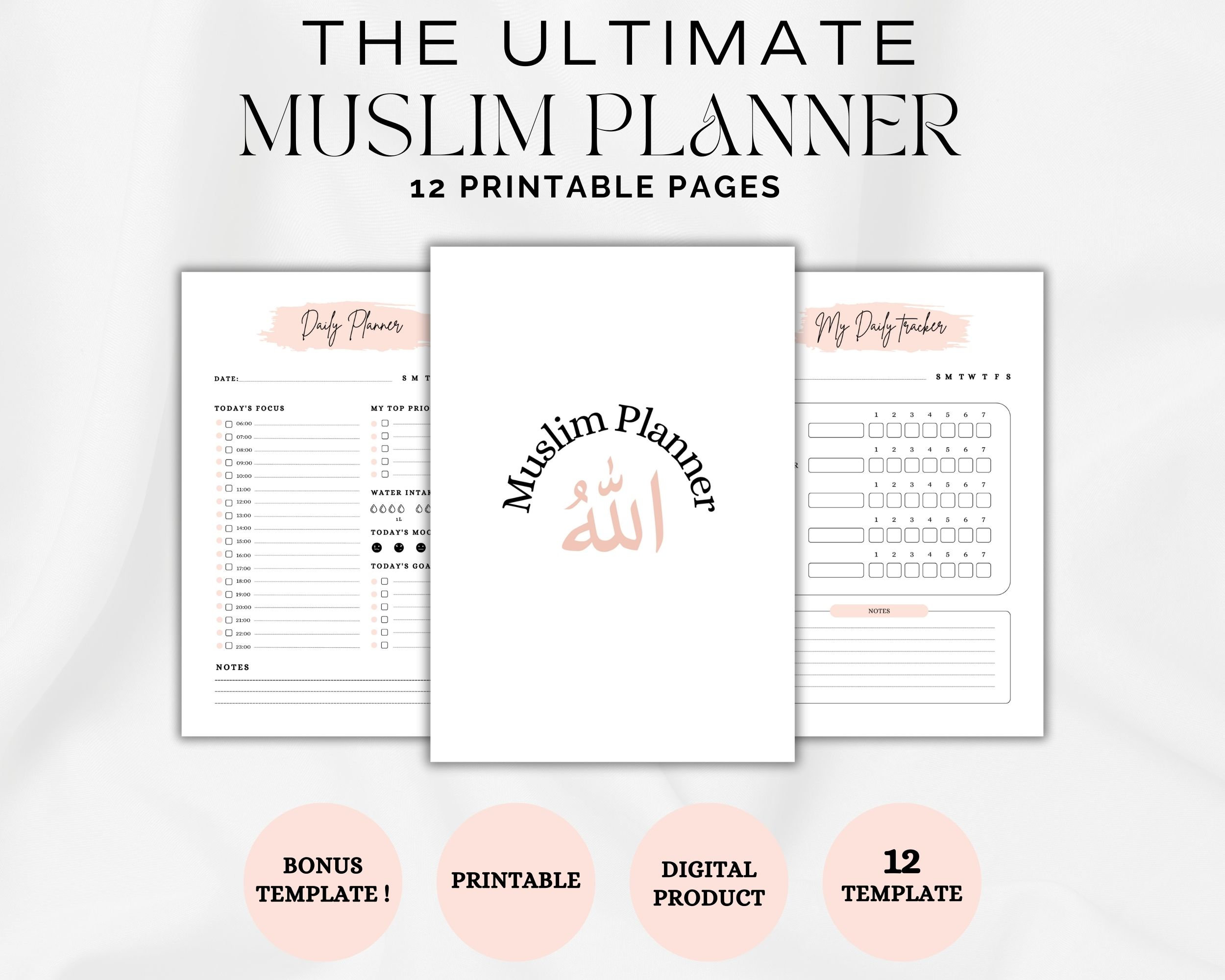 Printable Muslim Planner: Quran Tracker, Islamic Tracker, Salah Tracker ...