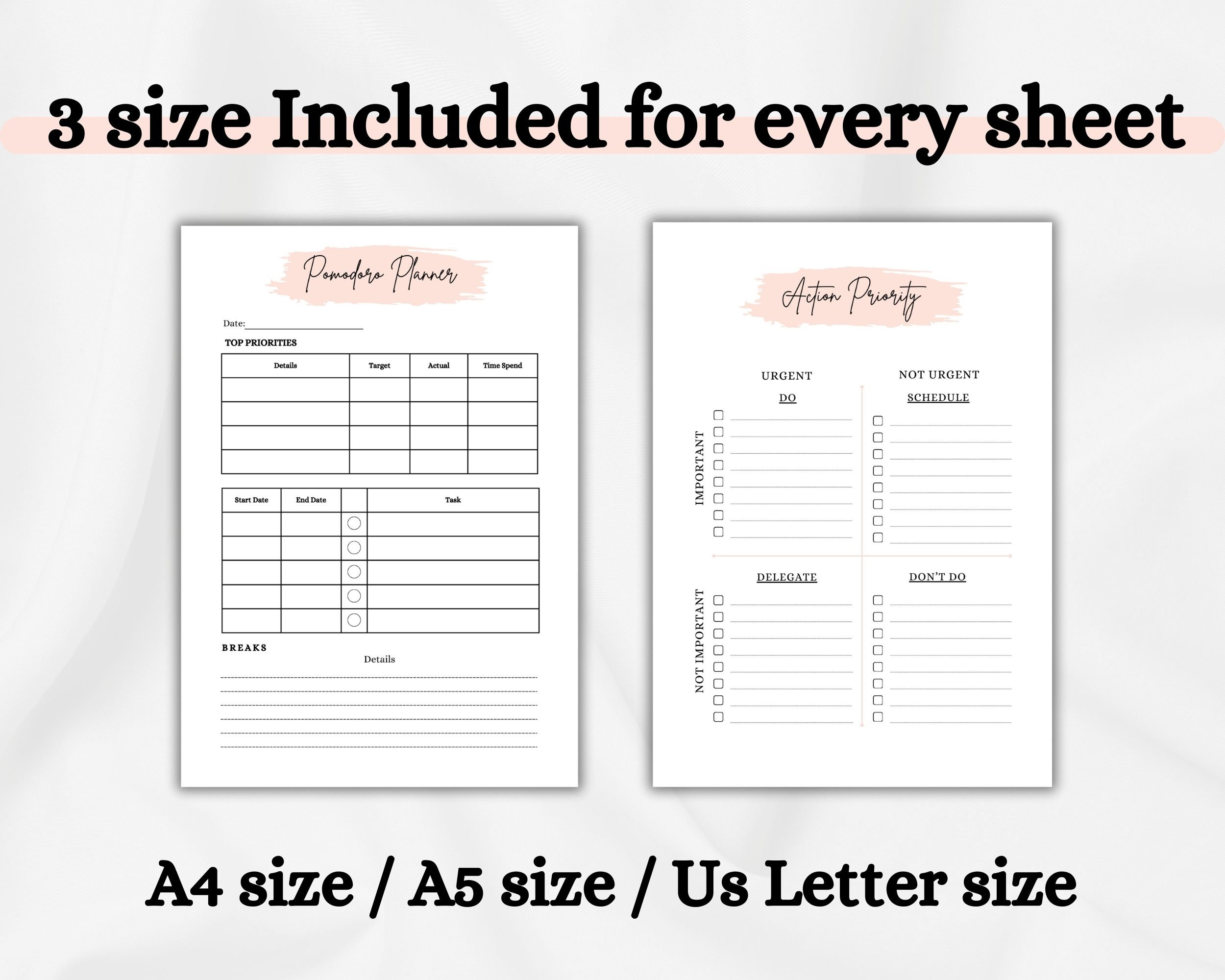 Printable Time Management Planner: Time Tracker Pomodoro - Etsy